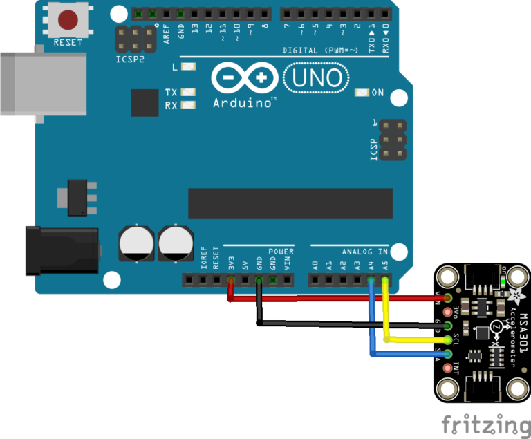 MSA301 accelerometer and Arduino Uno example